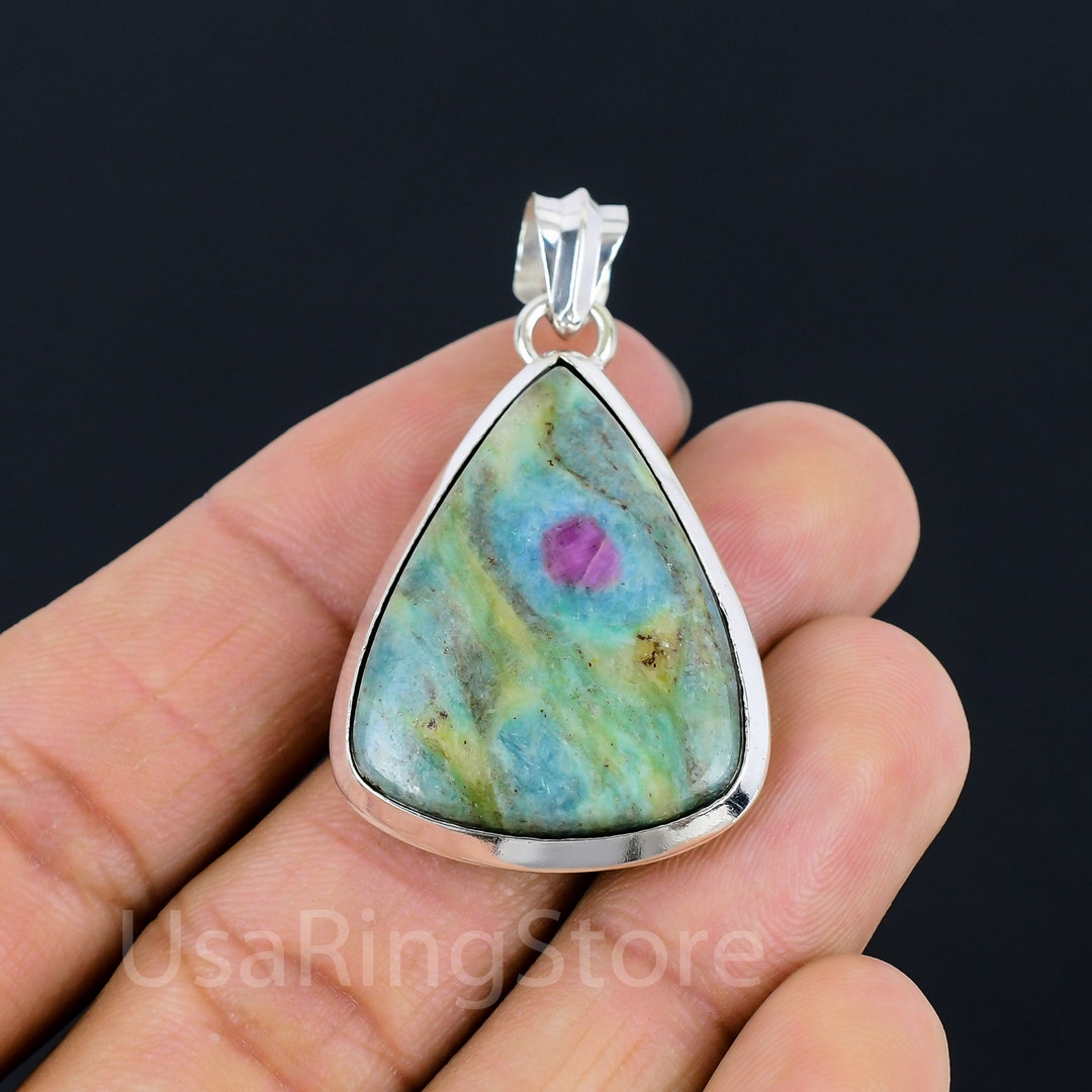 Handmade Ruby Fuchsite Pendant: 925 Sterling Silver Jewelry - Etsy