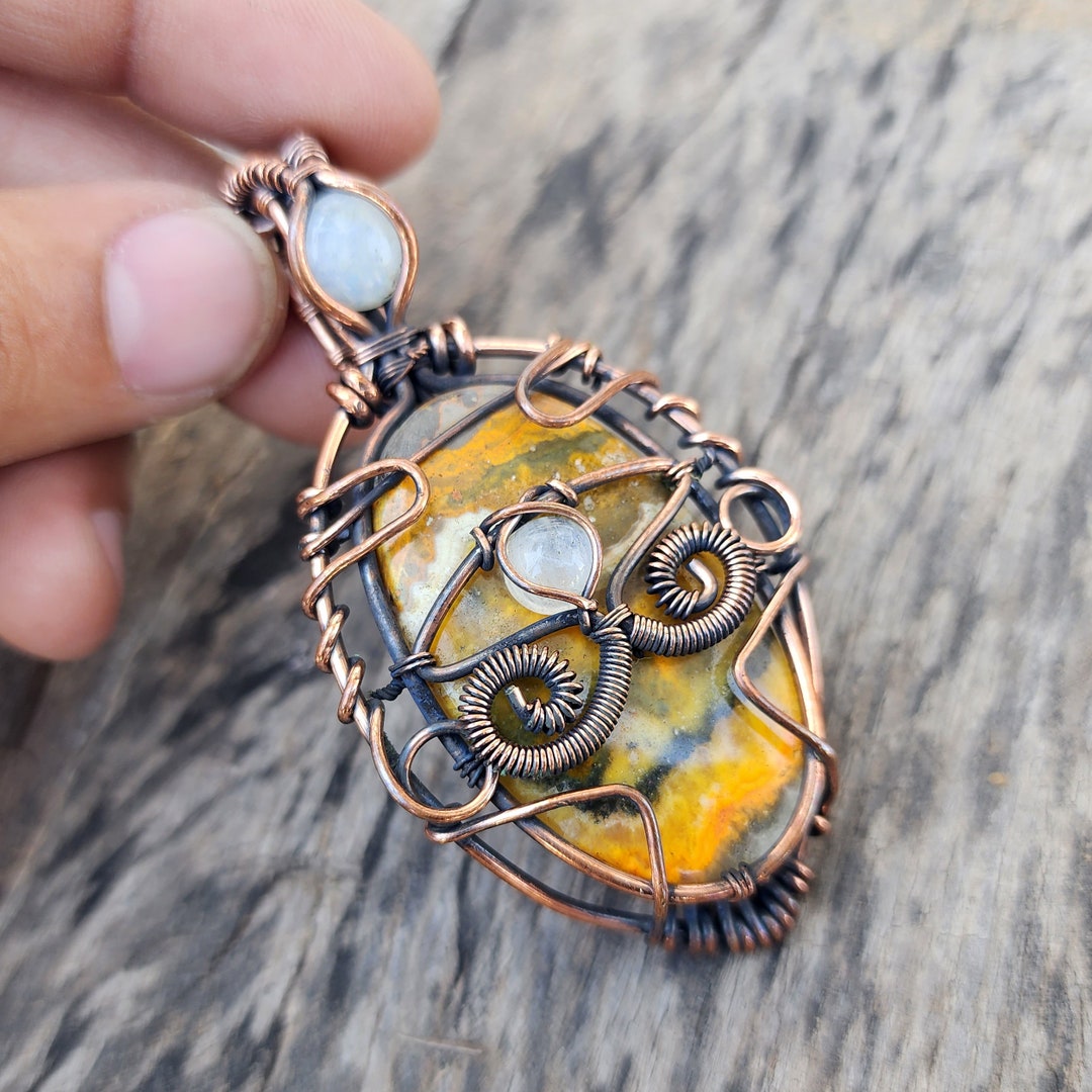 Bumble Bee Copper Pendant Copper Wire Wrapped Pendant Copper Jewelry Handmade Pendant Gift for ...