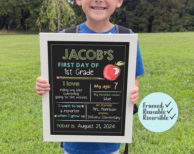 First Day of School Sign, Personalized Back to School Sign, Custom ...