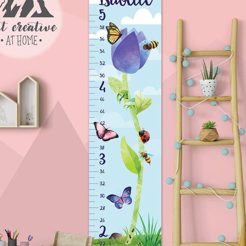 Garden Flower Growth Chart. Personalized Canvas Growth Chart. - Etsy