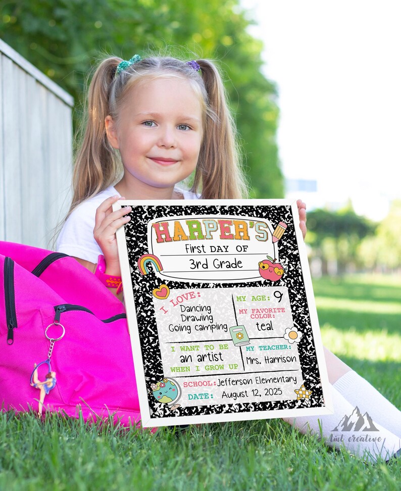 Personalized Back to School Sign, First Day of School Sign, Custom ...