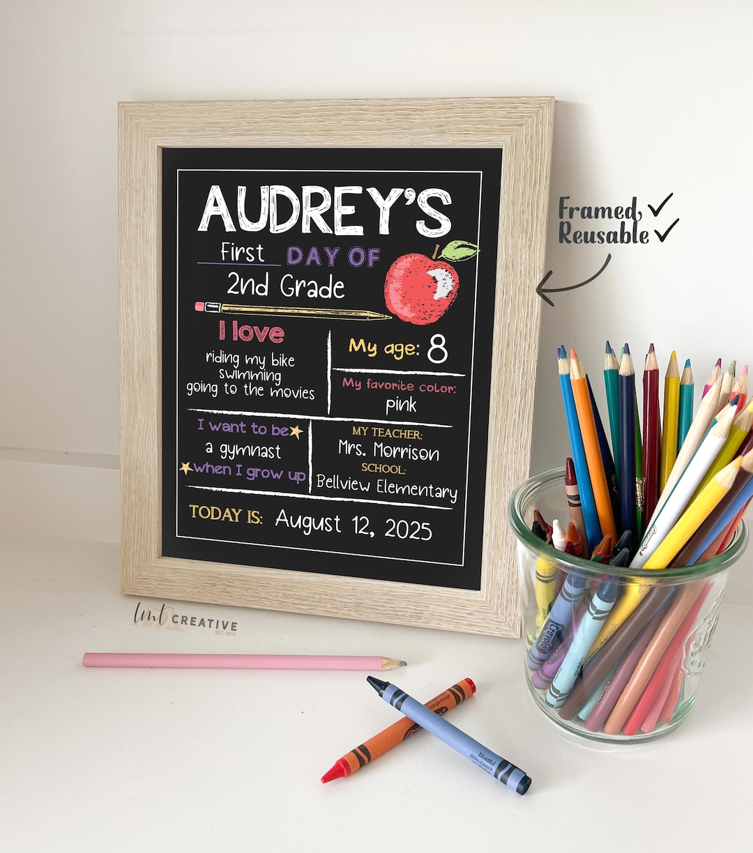 Personalized Back to School Sign, First Day of School Sign, Reversible ...