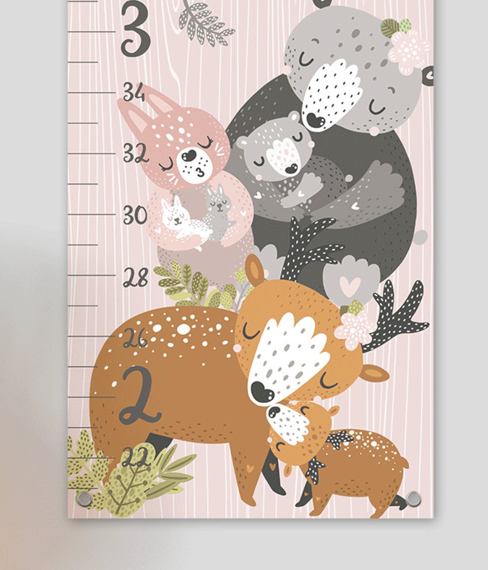 Woodland Growth Chart. Personalized Canvas Growth Chart. Animal Wall ...