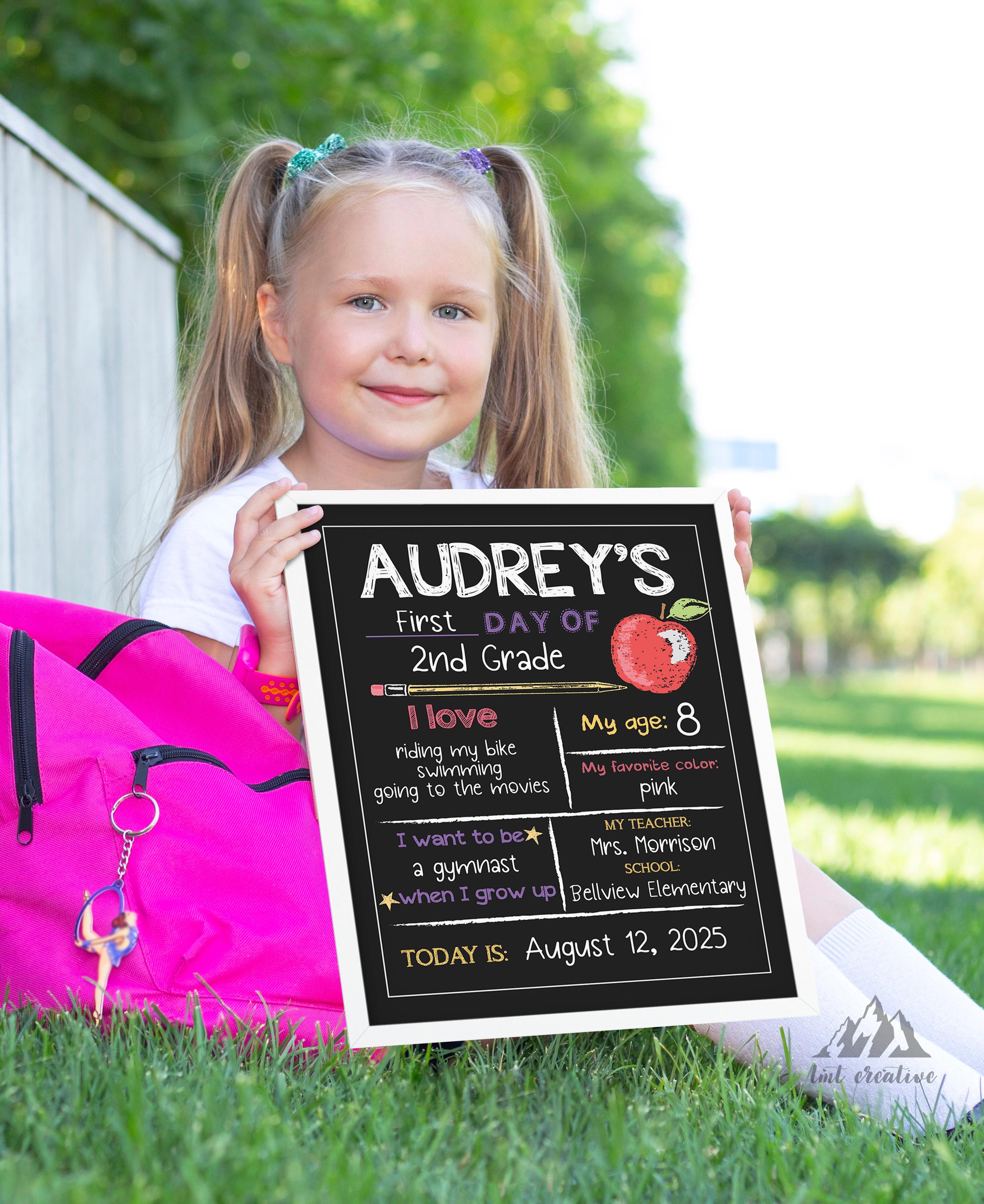 Personalized Back to School Sign, First Day of School Sign, Reversible ...