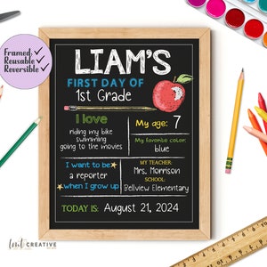 Personalized Back to School Sign, First Day of School Sign, Reversible ...