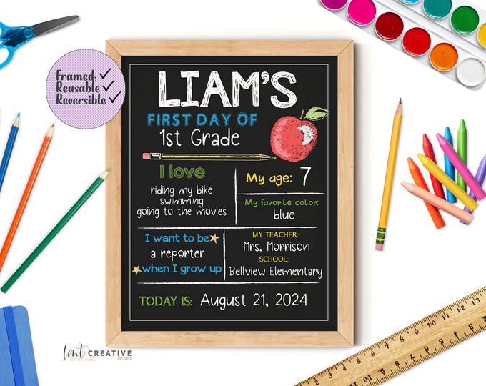 First Day of School Sign, Personalized Back to School Sign, Custom ...