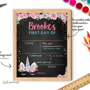 First Day of School Sign, Personalized Back to School Sign, Custom ...