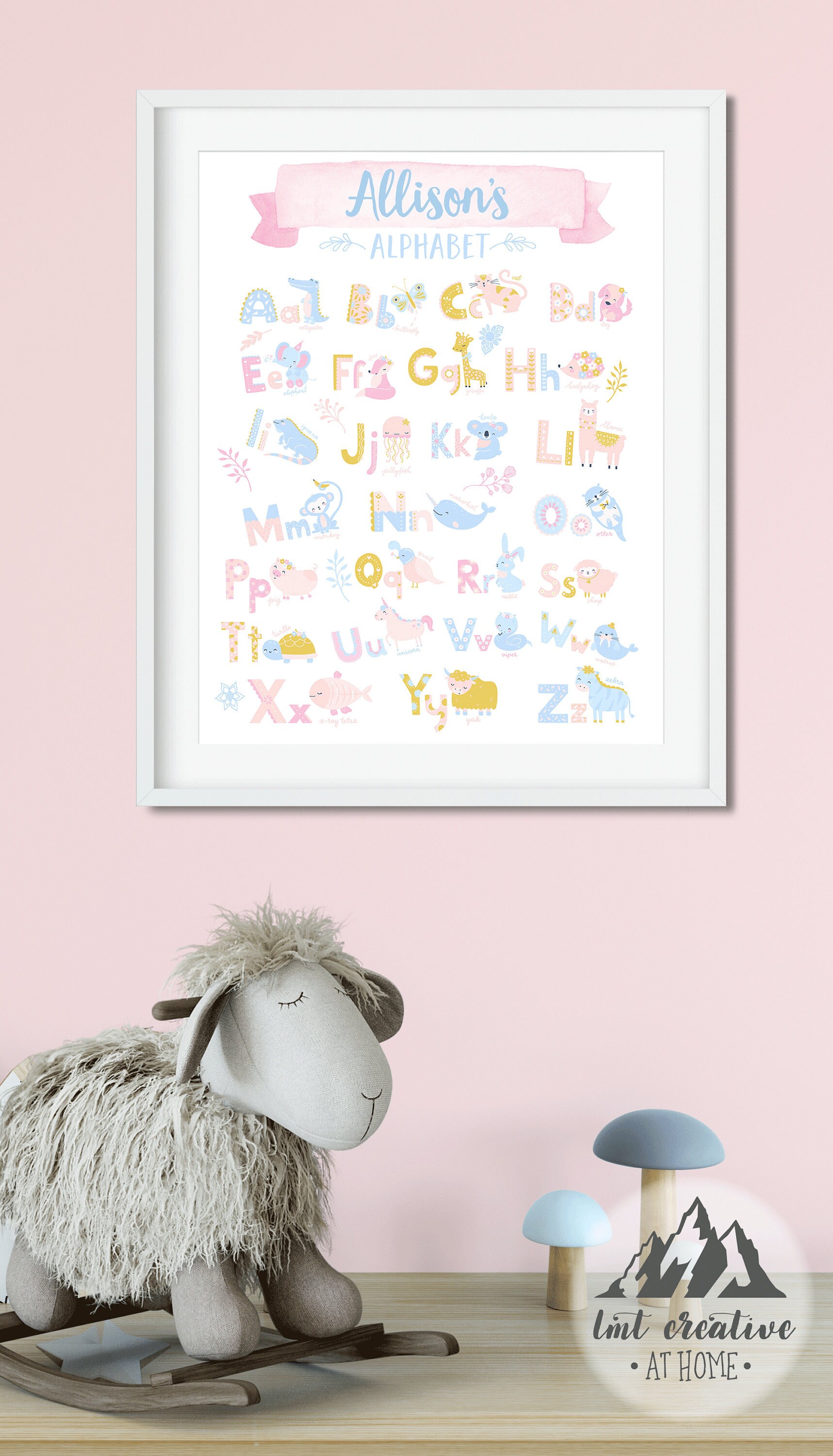 Personalized Animal Poster. Nursery Wall Art. Animal Themed Alphabet ...