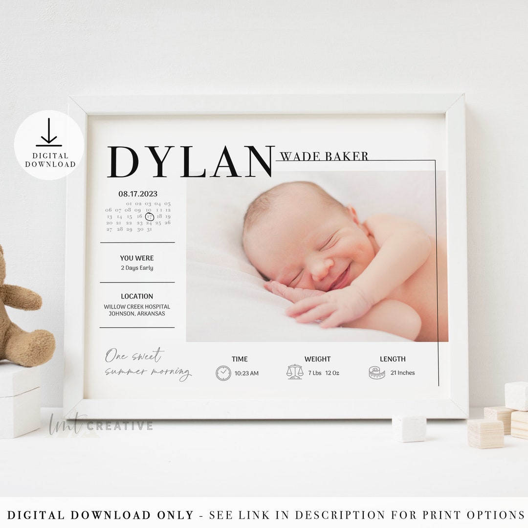 Custom Baby Stats Sign, New Baby Personalized, Baby Girl Baby Boy ...