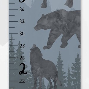 Woodland Growth Chart. Personalized Canvas Growth Chart. Deer, Moose ...