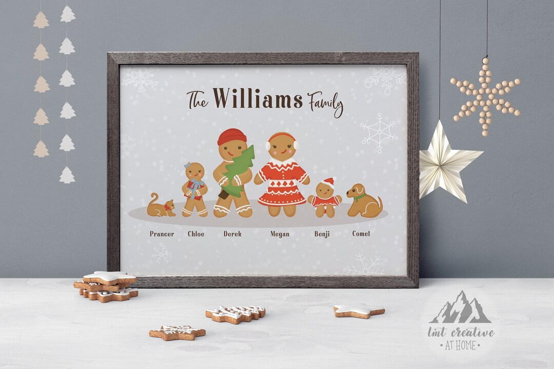Custom Christmas Family Portrait, Christmas Print, Christmas Decor ...