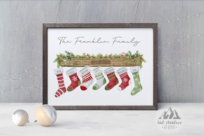 Custom Christmas Family Portrait, Christmas Print, Christmas Decor ...