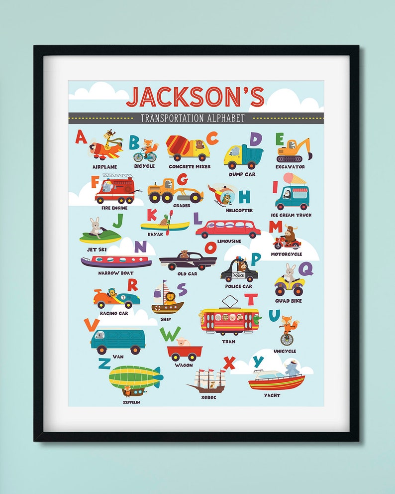 Personalized Transportation Poster. Nursery Wall Art. - Etsy