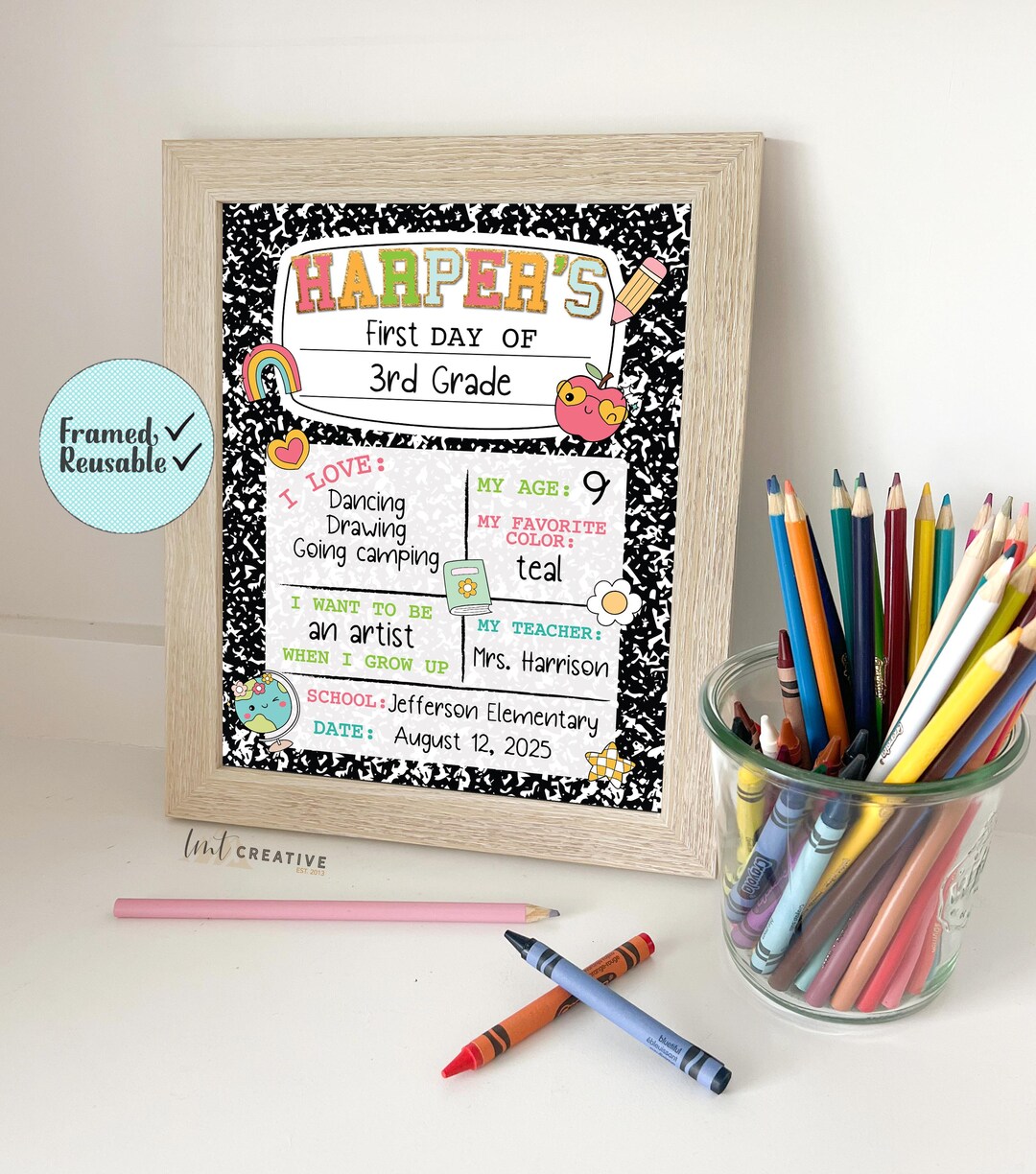 Personalized Back to School Sign, First Day of School Sign, Custom ...