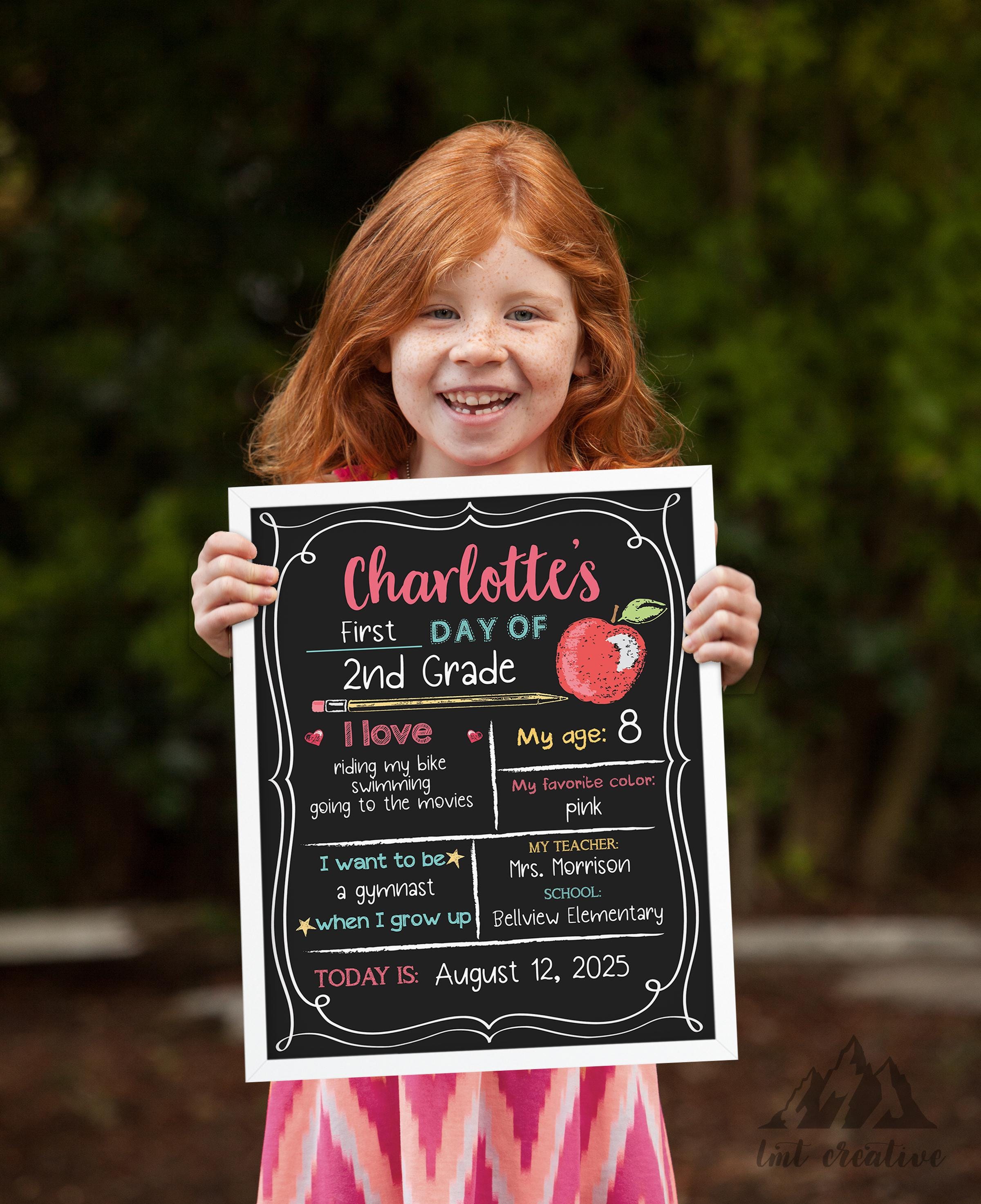 Personalized Back to School Sign, First Day of School Sign, Reversible ...