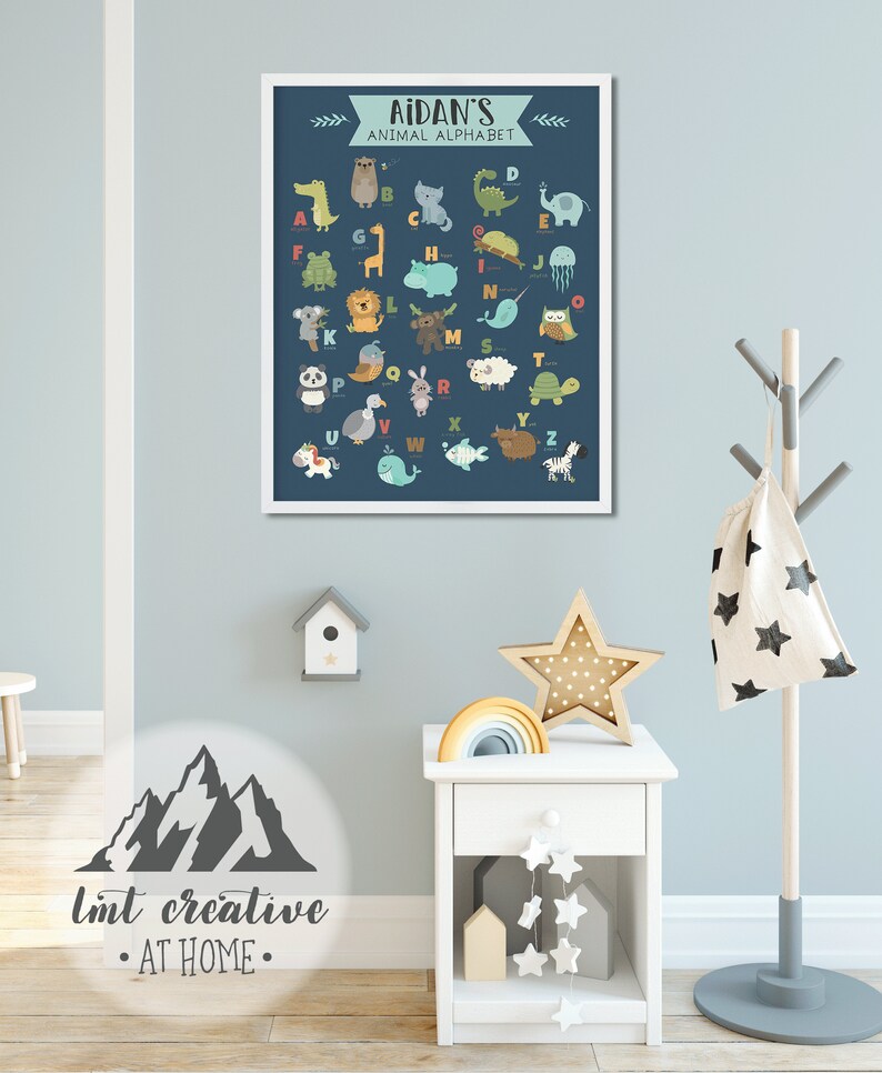 Personalized Alphabet Poster. Nursery Wall Art. Animal Themed Alphabet ...