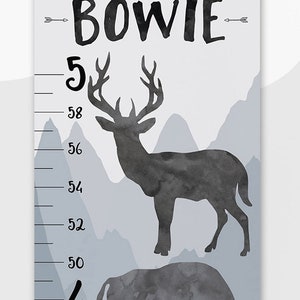 Woodland Growth Chart. Personalized Canvas Growth Chart. Deer, Moose ...