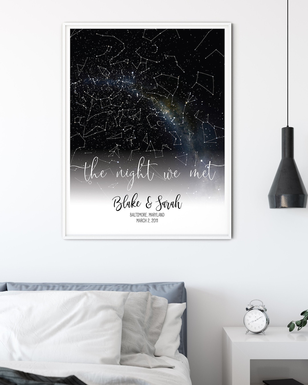 Personalized Star Map, Night Sky Star Map, Star Map by Date, Realistic ...
