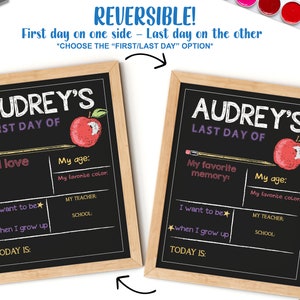 Personalized Back to School Sign, First Day of School Sign, Reversible ...