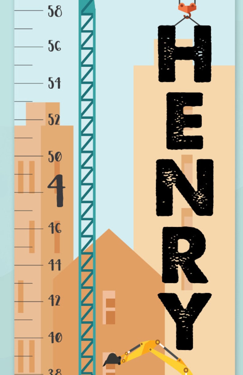 Construction Growth Chart. Personalized Growth Chart. - Etsy Construction Growth Chart. Personalized Growth Chart. - Etsy