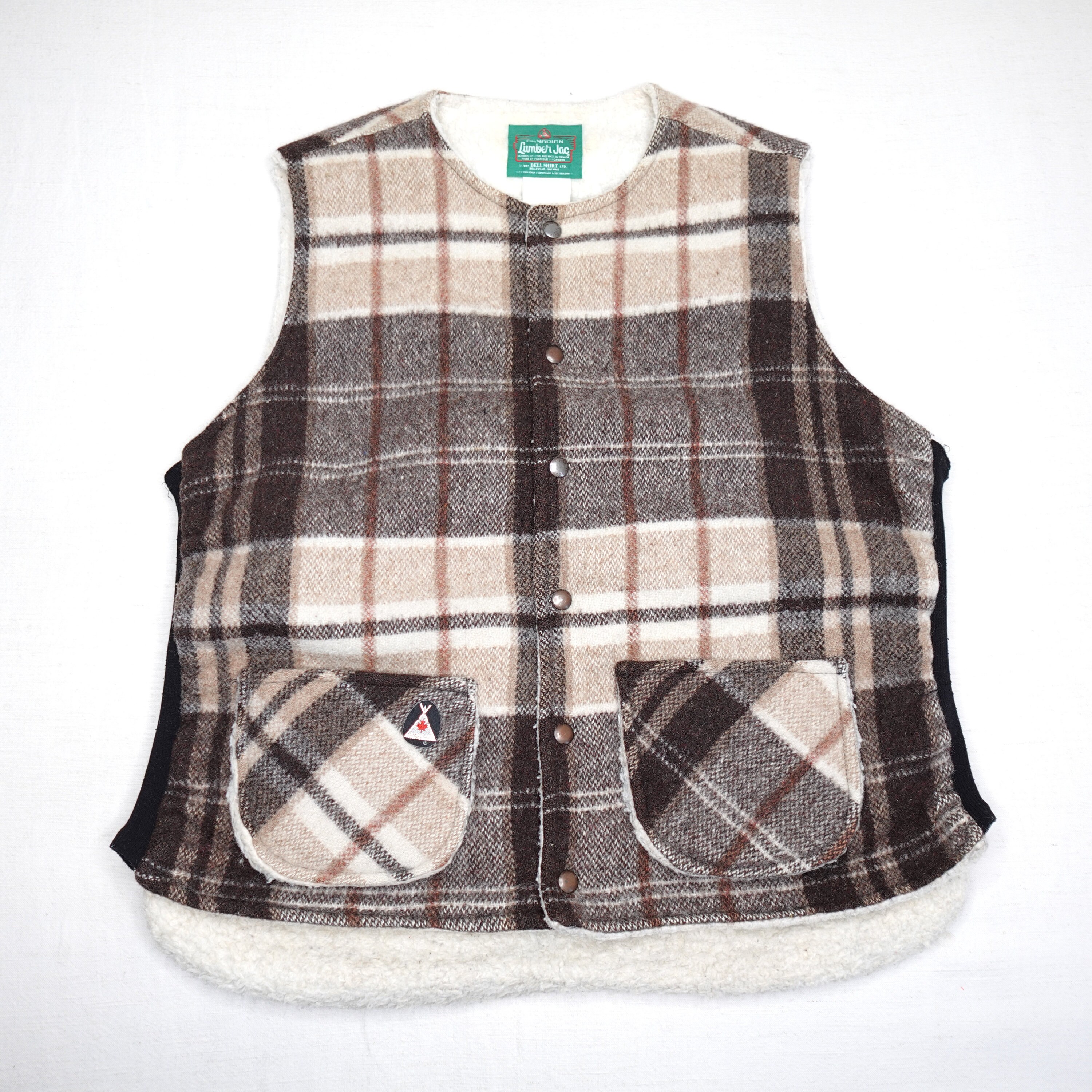 Vintage Canadian Lumber Jac Sherpa Vest Adult Medium Wool Blend Plaid ...