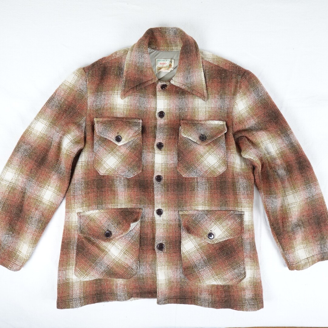 Vintage MWG Pheasant Hunt Plaid Jacket Men's Medium Wool Blend Uplands ...