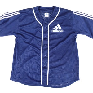 Vintage Adidas Baseball Jersey Shirt Men's XL Large Logo Mesh Three ...