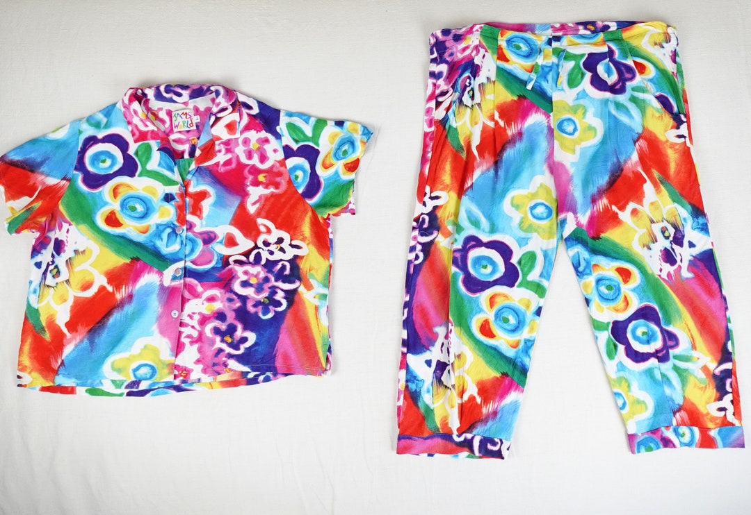 Vintage Jams World Two Piece Outfit, Women's Small, Circus Flower Print ...
