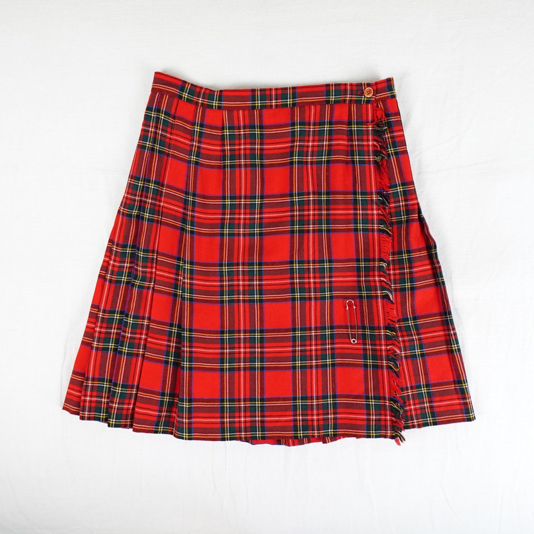 Vintage Perruzza Sportswear Wool Kilt, Women's Size 12, Red Plaid, Made ...