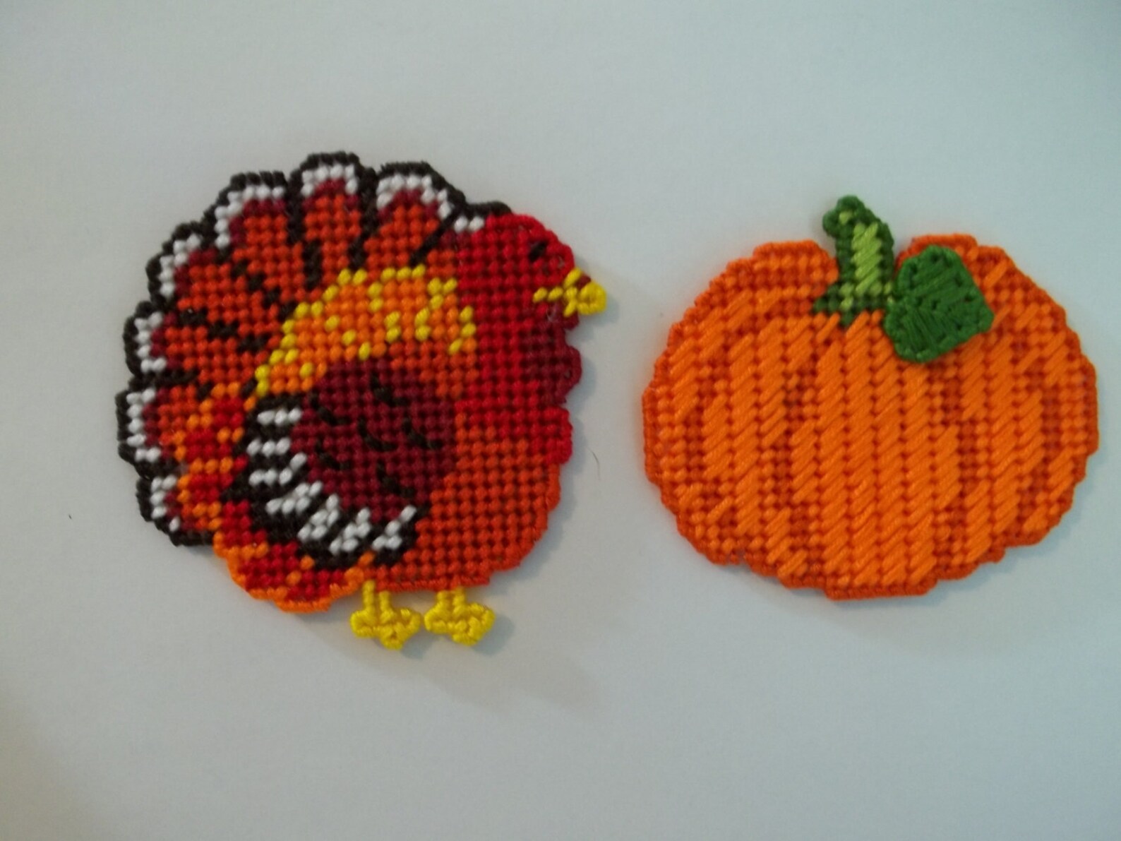 2 Thanksgiving Refrigerator Magnets A Turkey and a Pumpkin Plastic ...