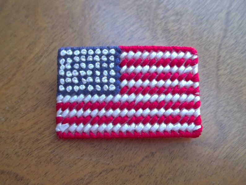 American Flag Pin Needle Point Plastic Canvas & DMC Floss - Etsy