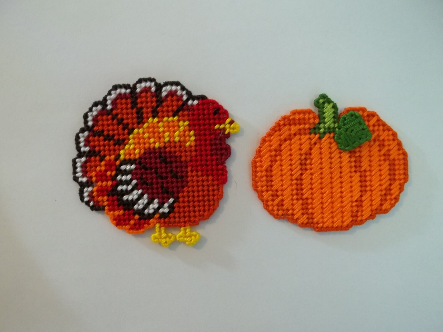 2 Thanksgiving Refrigerator Magnets A Turkey and a Pumpkin Plastic ...