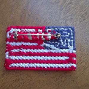 American Flag Pin Needle Point Plastic Canvas & DMC Floss | Etsy