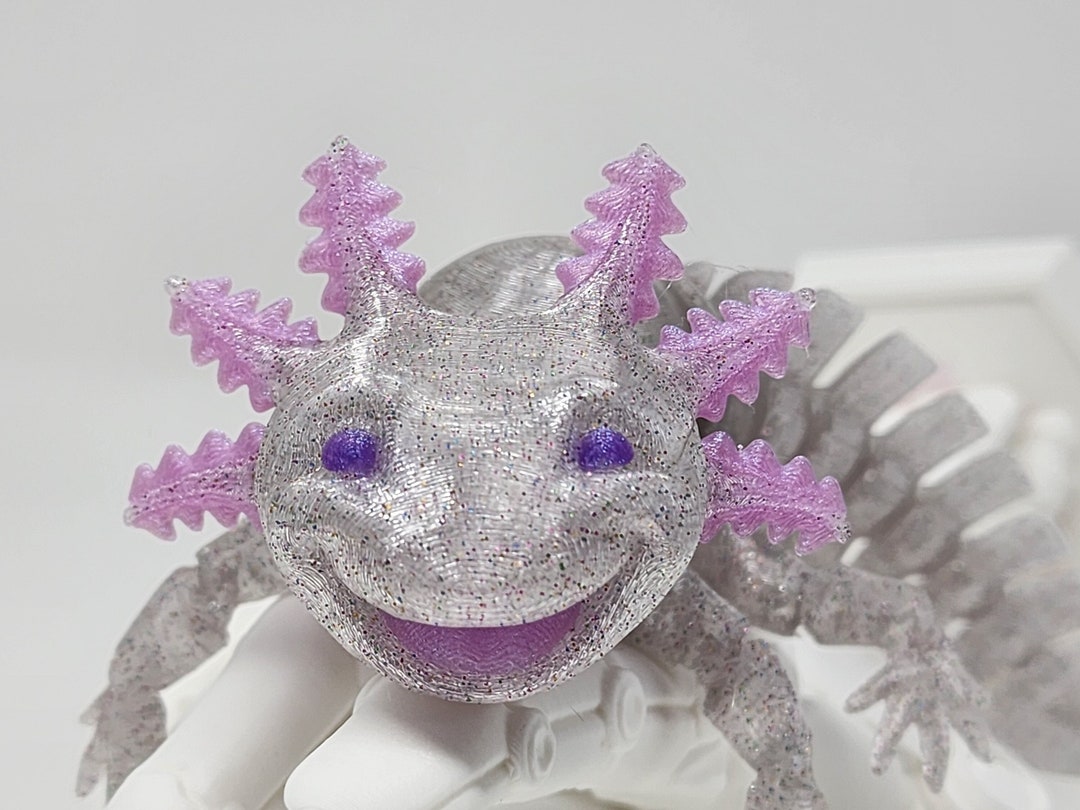 MINI Axolotl Glitter Jelly 3D Printed Pet Adult and Child ADHD Articulated Fidget Toy Gift De ...