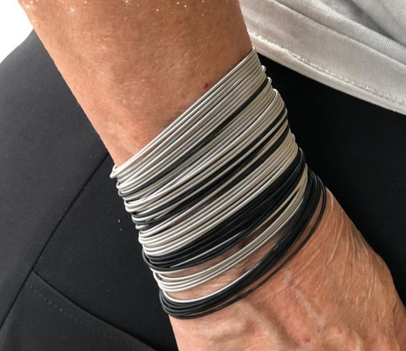 50 Spring bracelets jewelry in black and gray Stainless | Etsy