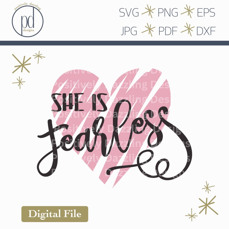 She is Fearless SVG PNG Instant Download Printable Wall Decor Sign, She ...