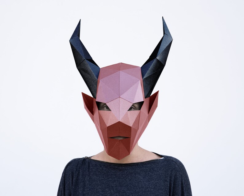 Demon Mask Hallowen Costume. Easy to Make Low Poly - Etsy