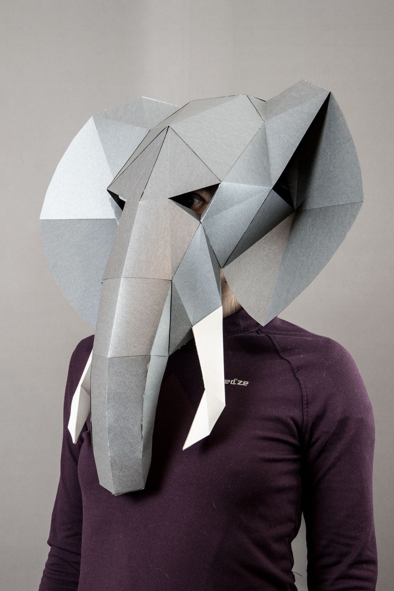 Papercraft PDF Elephant Mask. Make a Kids Play Costume for Carnival or ...