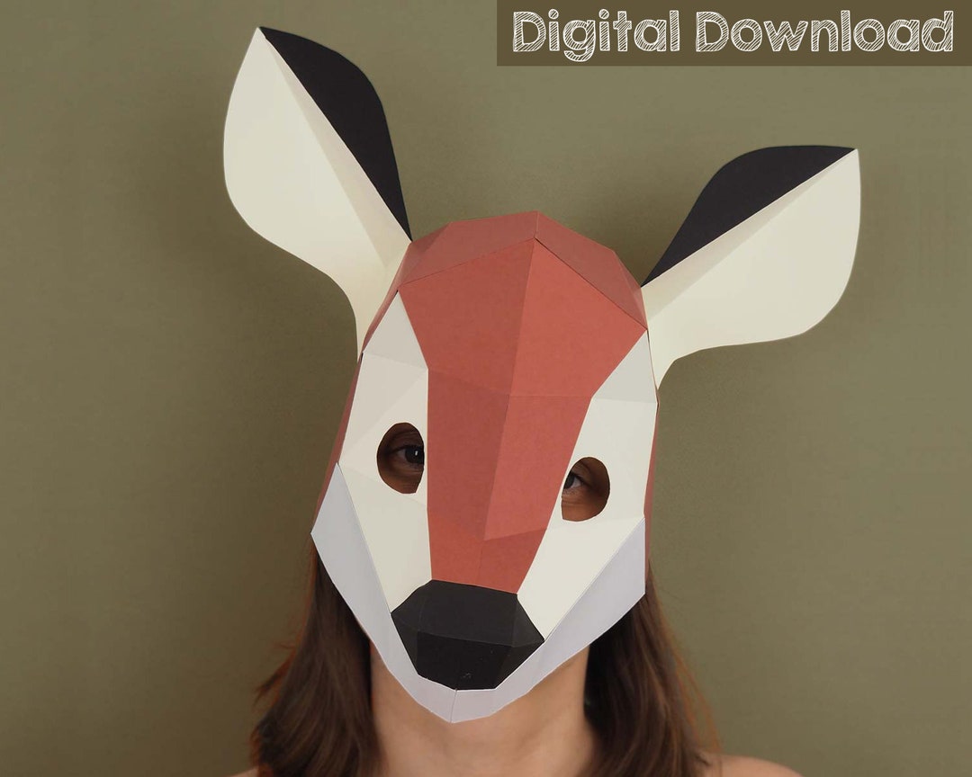 Fawn Mask Papercraft Mask. Halloween Costume With DIY Mask. - Etsy