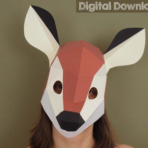 Fawn Mask Papercraft Mask. Halloween Costume With DIY Mask. - Etsy