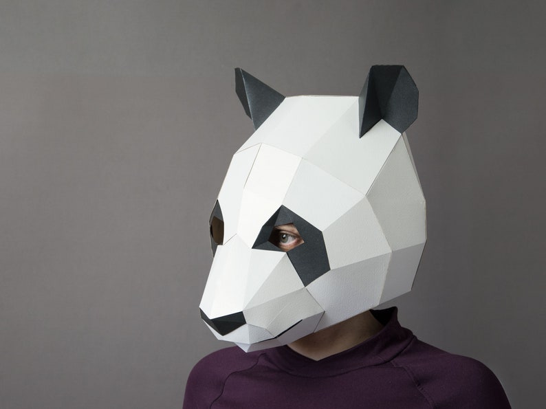 17 - Papercraft Panda Mask - Printable Digital Template B0E