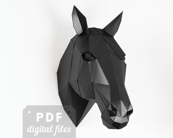 Papercraft Cheval geometrique en kit Geometric Papercraft horse Kit DIY ...