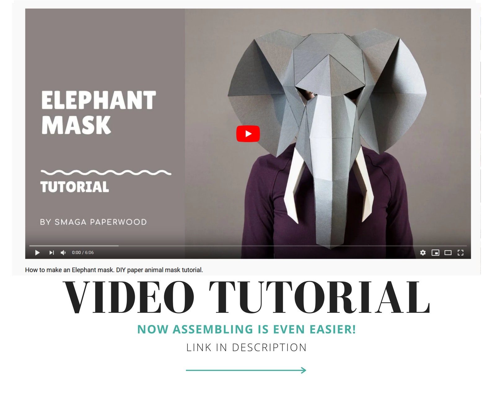 Elephant Mask Pattern, DIY Papercraft. Printable PDF Template ...