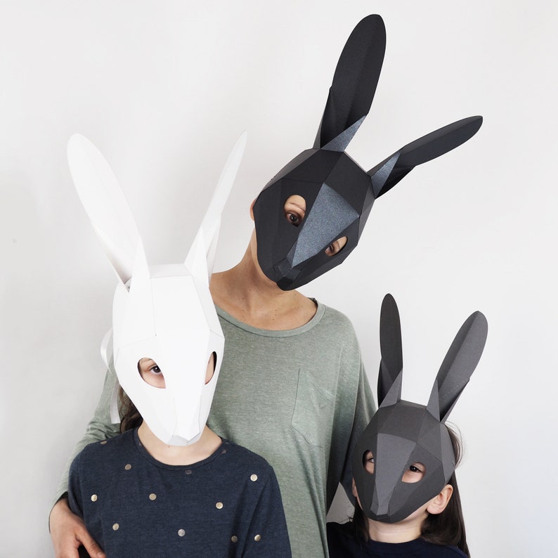Low Poly Bunny Mask. 3d Papercraft Mask PDF and SVG. Peter - Etsy