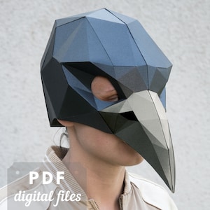 Bird Mask Template: Crow Mask Papercraft, Raven Pattern for Halloween ...