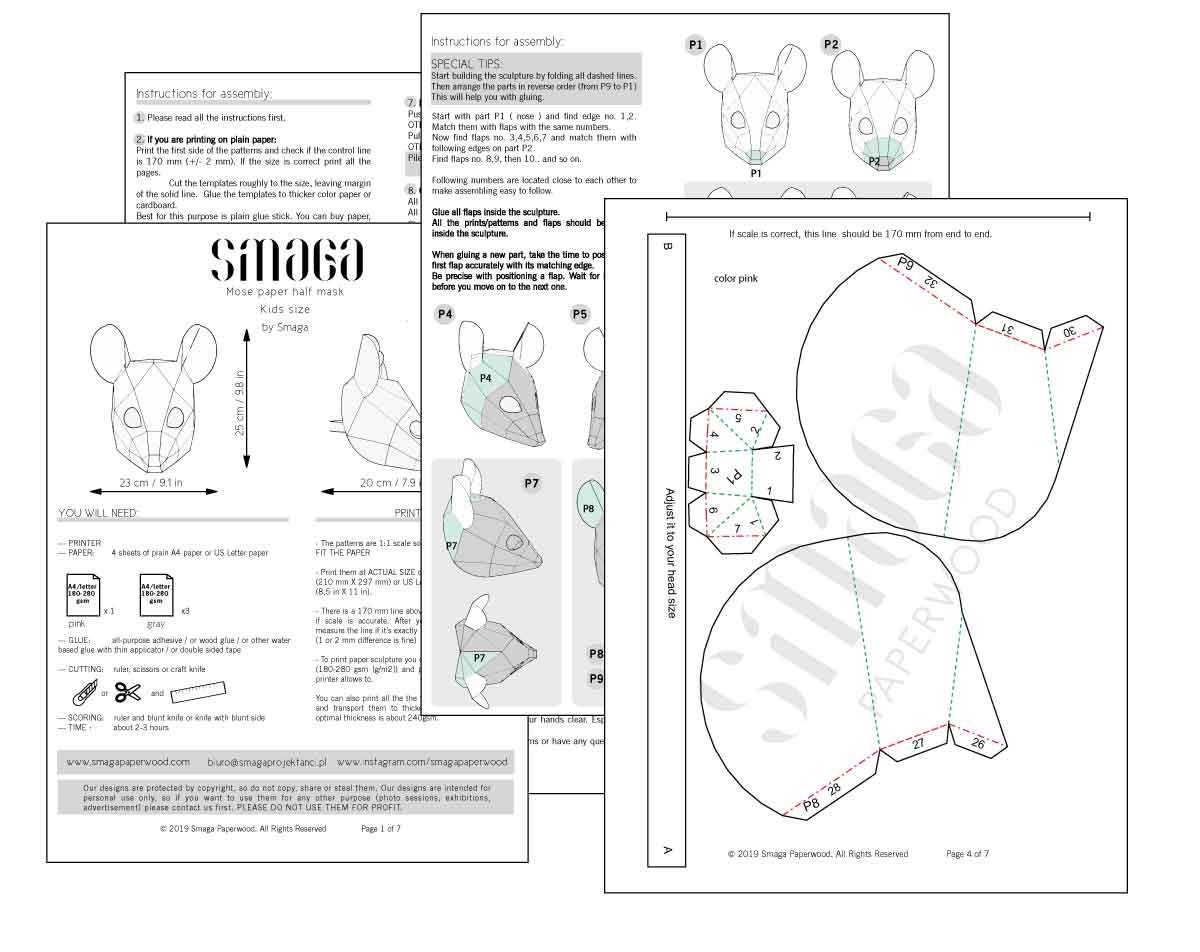 Mouse Mask for a Kids Costume. Papercraft Pdf Low Poly Mask. - Etsy Canada