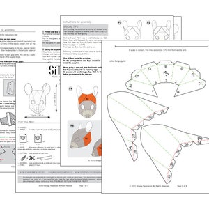 Squirrel Mask Pattern, Papercraft Animal Costume Mask for Children, PDF ...