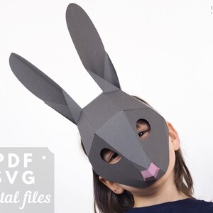 Low Poly Bunny Mask. 3d Papercraft Mask PDF and SVG. Peter - Etsy