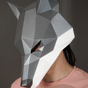 Wolf Mask Pattern | Papercraft PDF Mask Template | Origami Wolf Mask ...