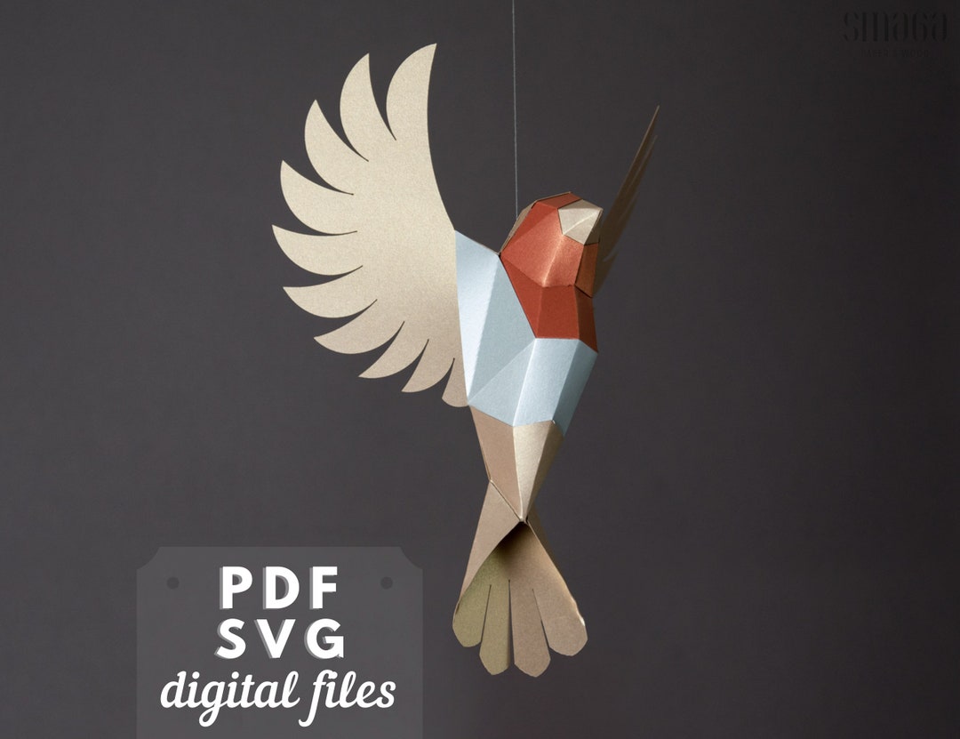 Robin Red Papercraft 3d Bird: SVG and PDF Template. Low Poly Bird ...